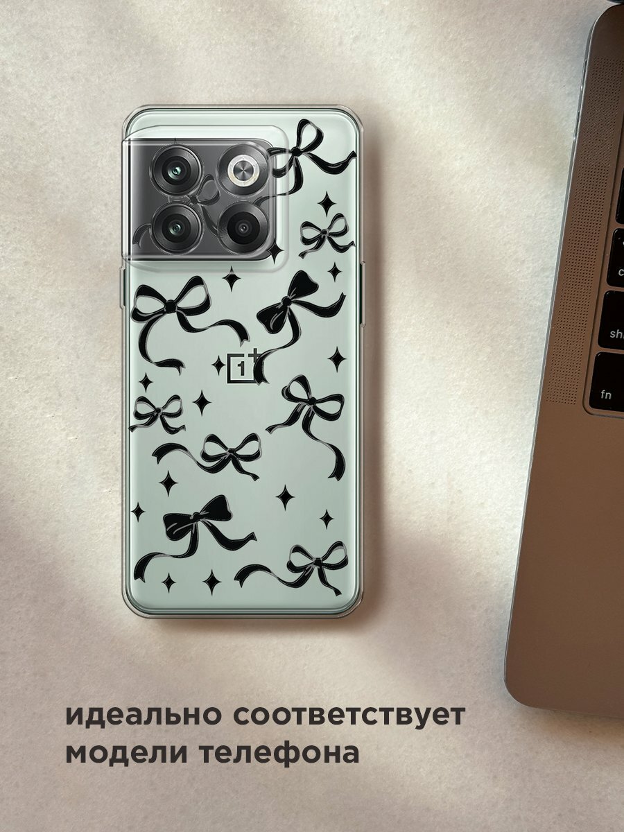 Чехол на OnePlus 10T / Ван плюс 10T с принтом "Милые чёрные бантики 4" — фото 1