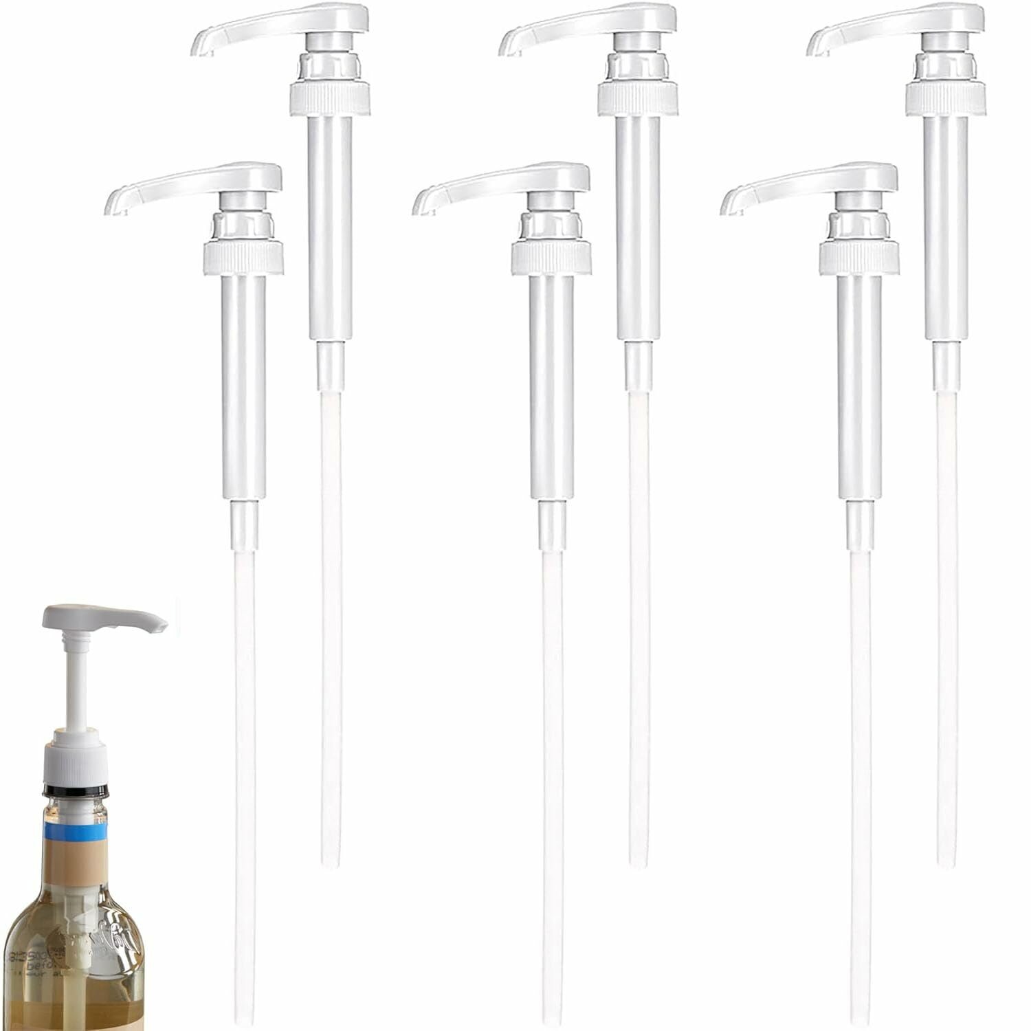 750 ml/25 oz Дозатор для кофейного сиропа, 6 штук белые нажимные головки насосов для сиропа для бутылок, материал PP насосы для сахарного сока размер 8cc для домашнего и бара использования