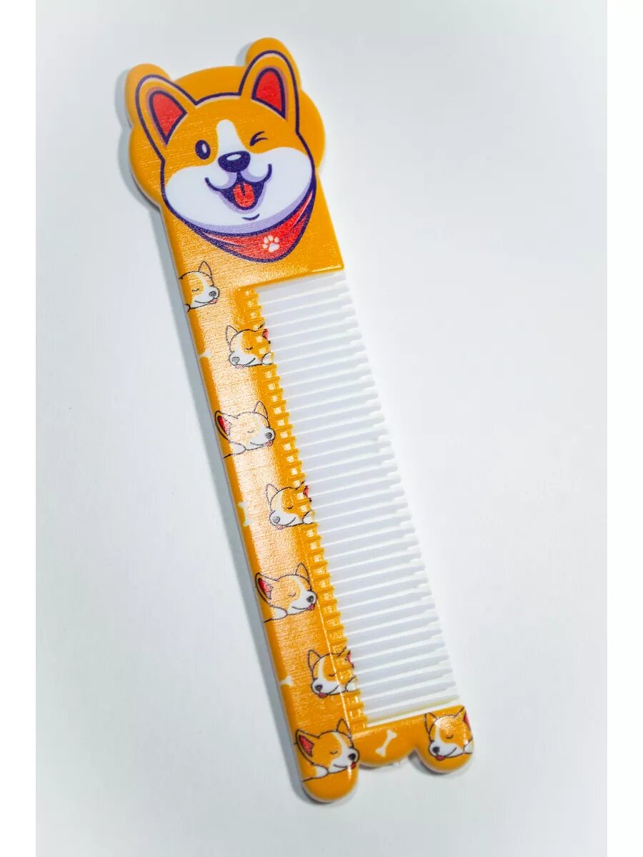 Расчёска Queen Fair "Корги", фигурная, компактная, детская, оранжево-белая14,7 × 3,8 см