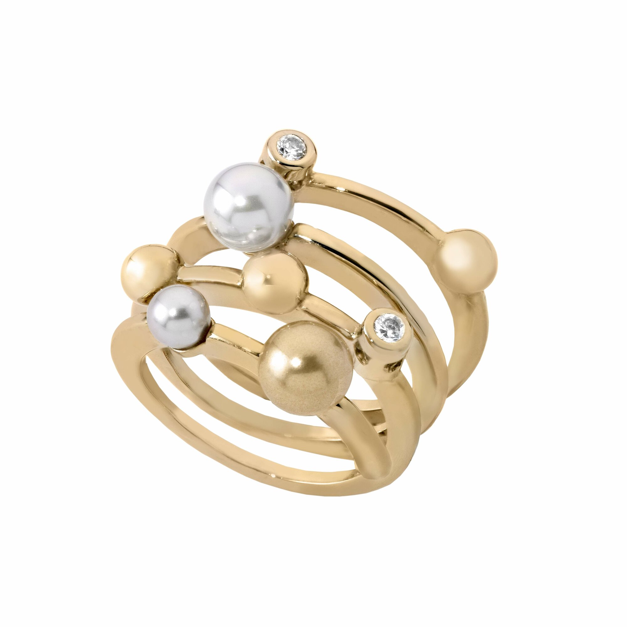 Кольцо Majorica, серебро, 925 проба, золочение, жемчуг