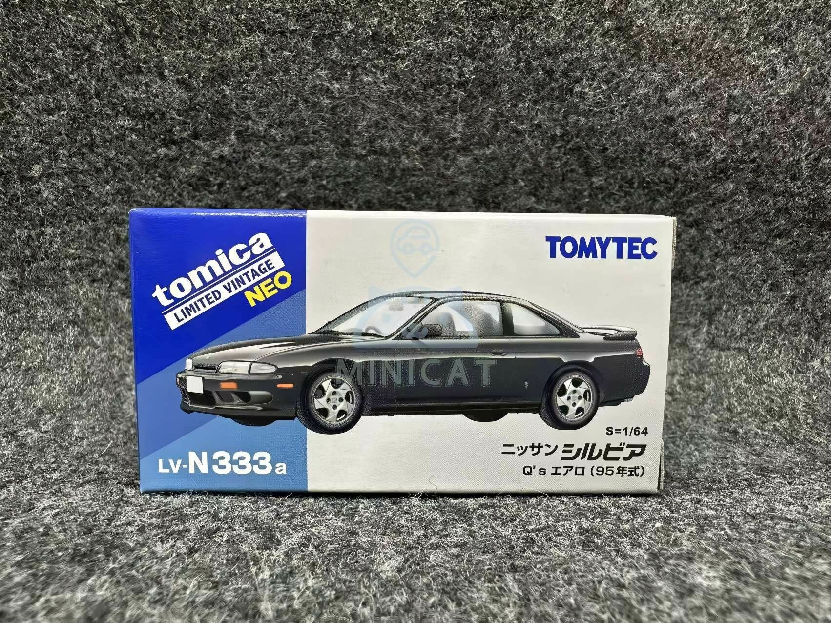Машинка TOMYTEC TLV 1/64 2024/12 Tomytec TLV LV-N333a Nissan SILVIA Q's S14 1995 model Black Die-cast Alloy Car Model Collection Gifts