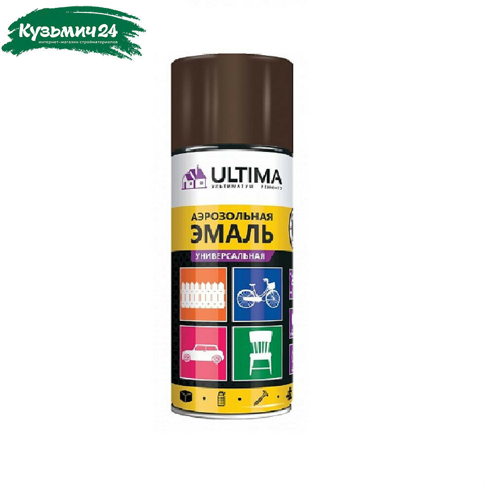 Эмаль аэрозольная ULTIMA ULT034 RAL8017 акриловая, универсальная, Шоколадно-коричневый, 520 мл