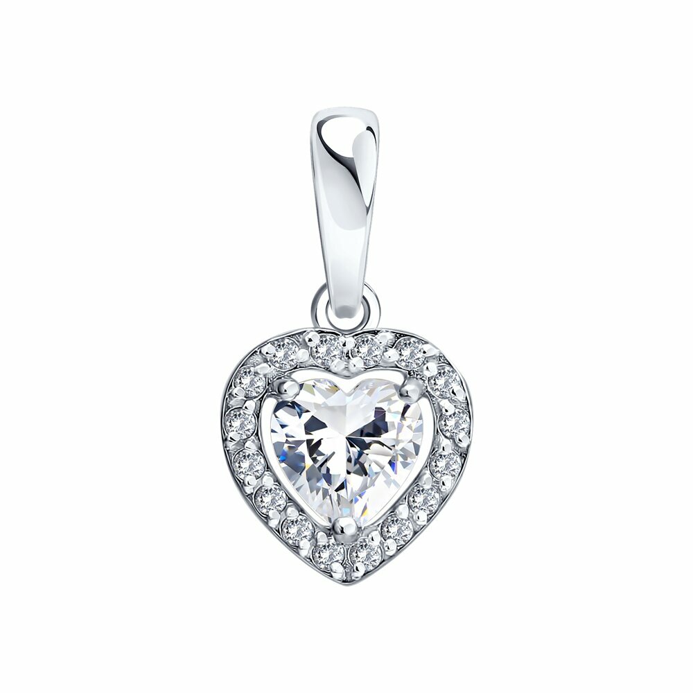 Подвеска, белое золото, 585 проба, фианит