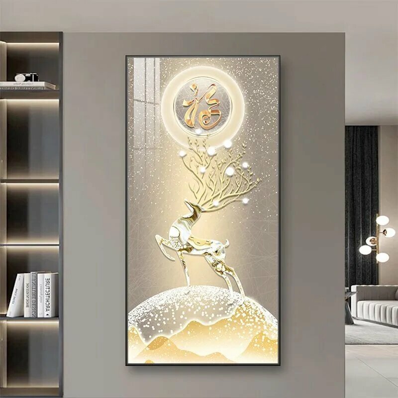 Алмазная мозаика абстрактные перья 44x94 (50x100 см) со стразами круглой формы без подрамника