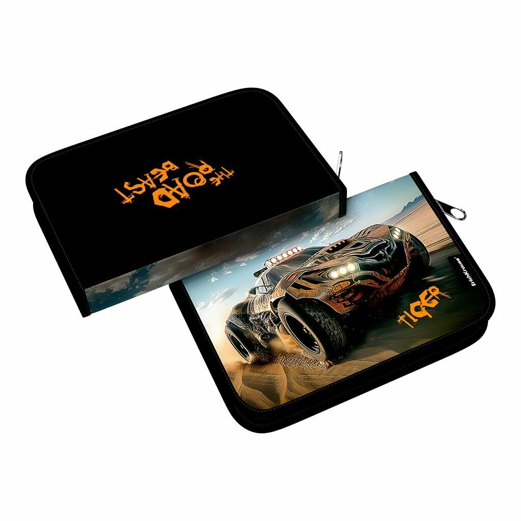 Пенал-книжка без наполнения Роад Бист текстиль 135х205х30мм 1 отд. ErichKrause