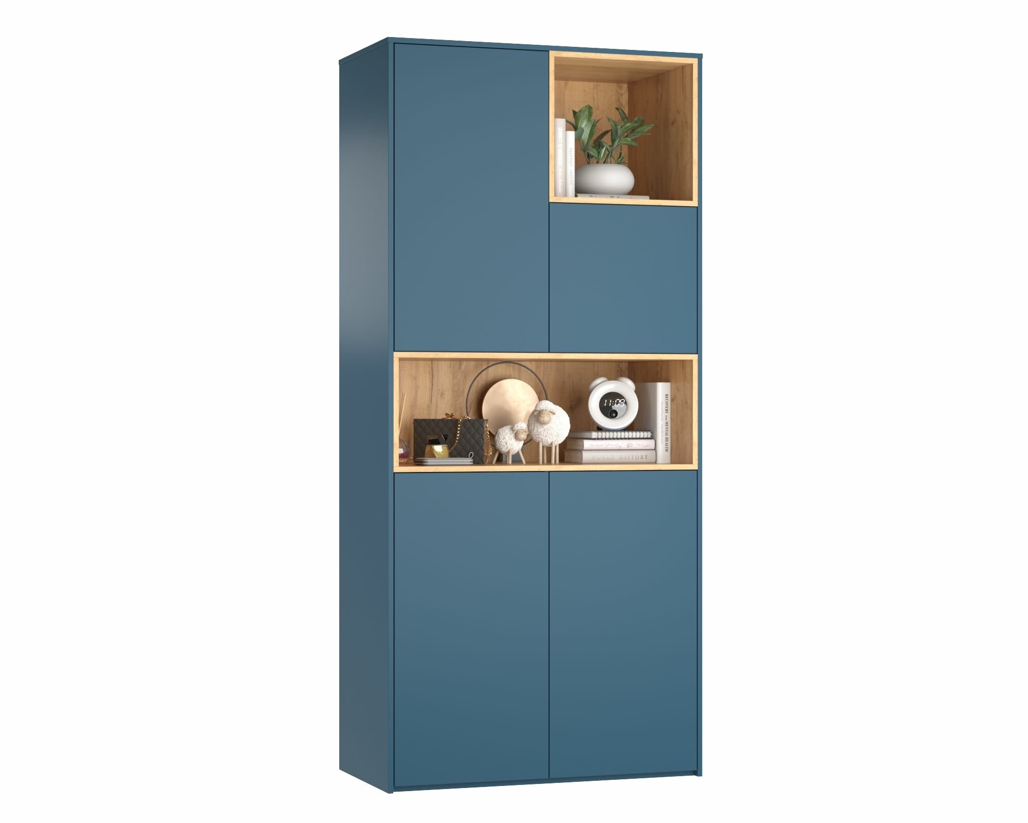 Шкаф распашной для одежды "Рокки 6" 100х220х52 Альби Полуночно-синий / Дуб крафт золотой