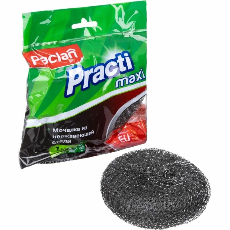 Губка-мочалка металлическая большая PACLAN D 9,5см, вес 34,8гр