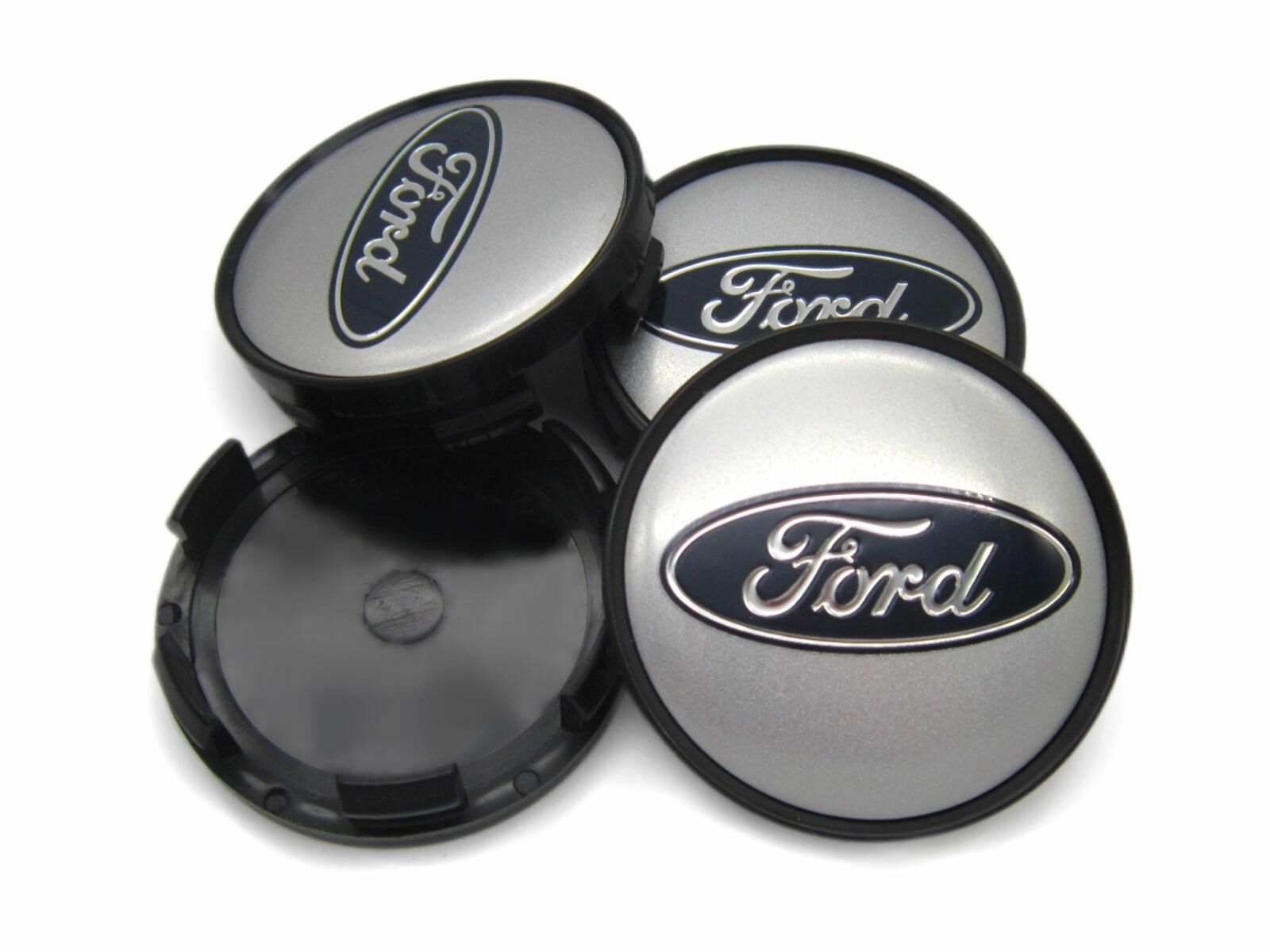 Колпачки заглушки на литые диски Ford chrome 59/56/10 мм, комплект 4 шт.