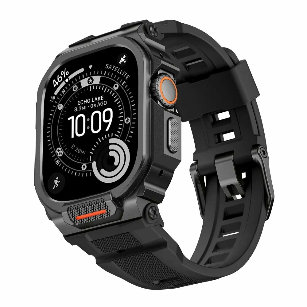 Металлический чехол + силиконовый ремешок, подходит для Apple Watch 49 мм, может использоваться для серии Apple Ultra1/2/3