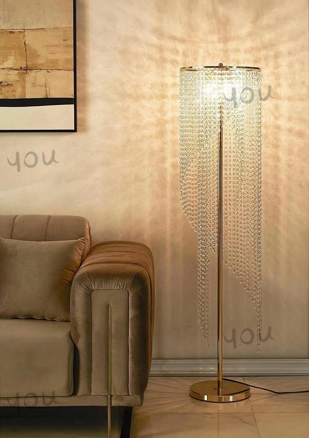 Торшер хрустальный напольный, E14, 10 Вт