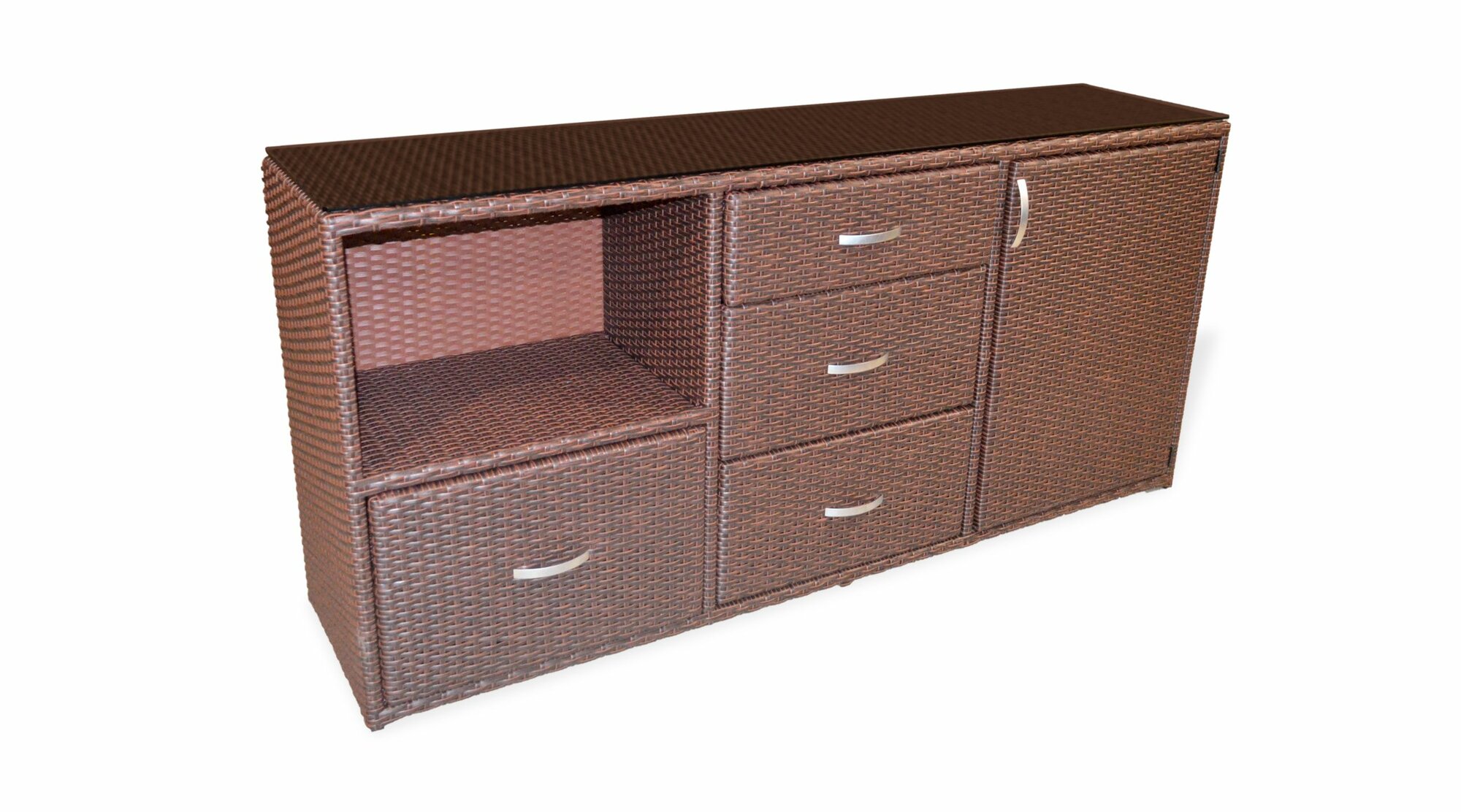 Комод из искусственного ротанга арт.11, цвет под "красное дерево"