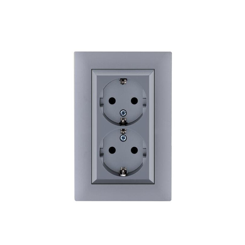 Розетка 2-я Karea RIZZ STAR с заземл. сер, MAKEL 88065082 (1 шт.)