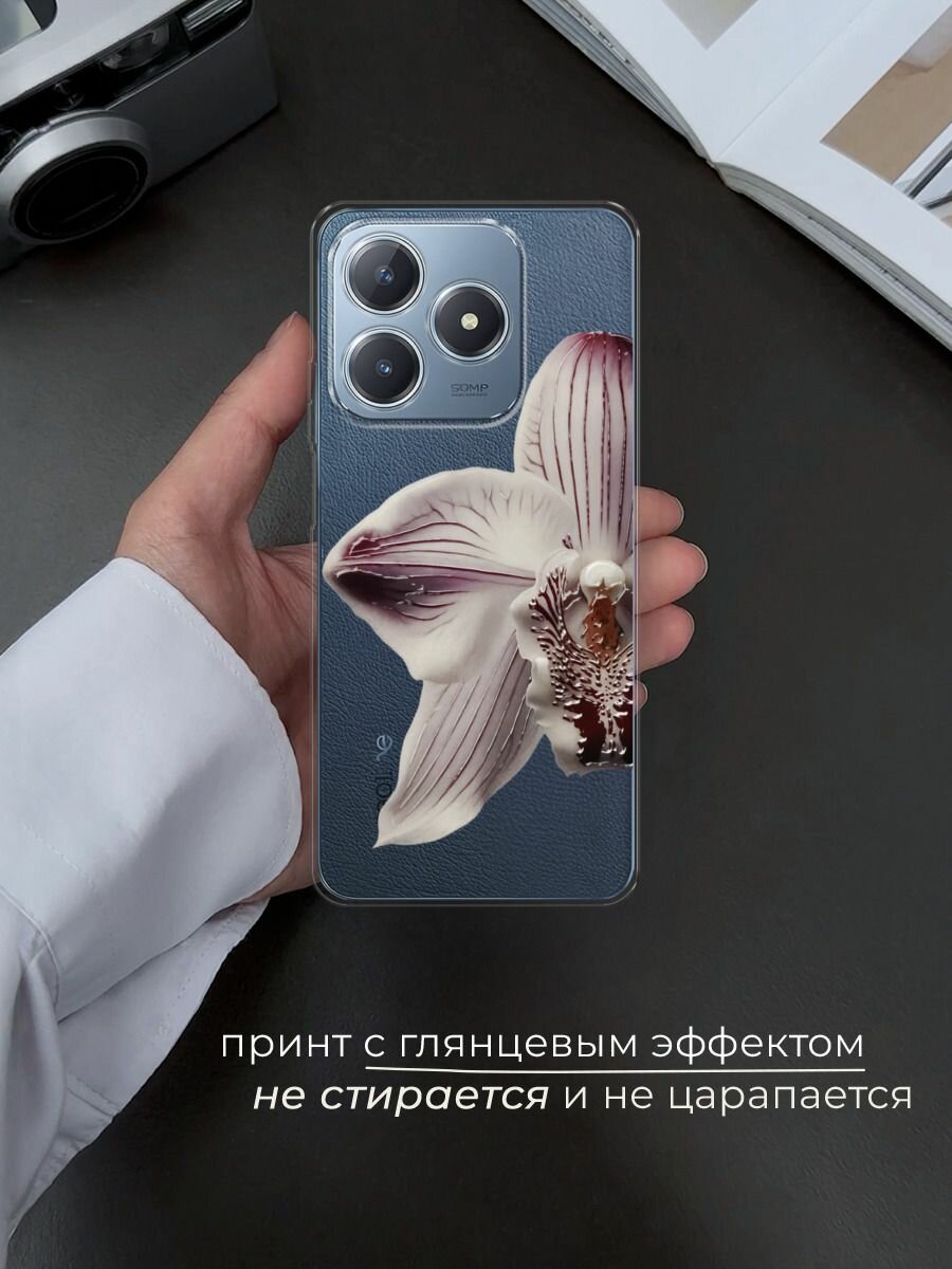 Силиконовый чехол на Realme C63 / Реалми С63 с принтом Белая орхидея — фото 1
