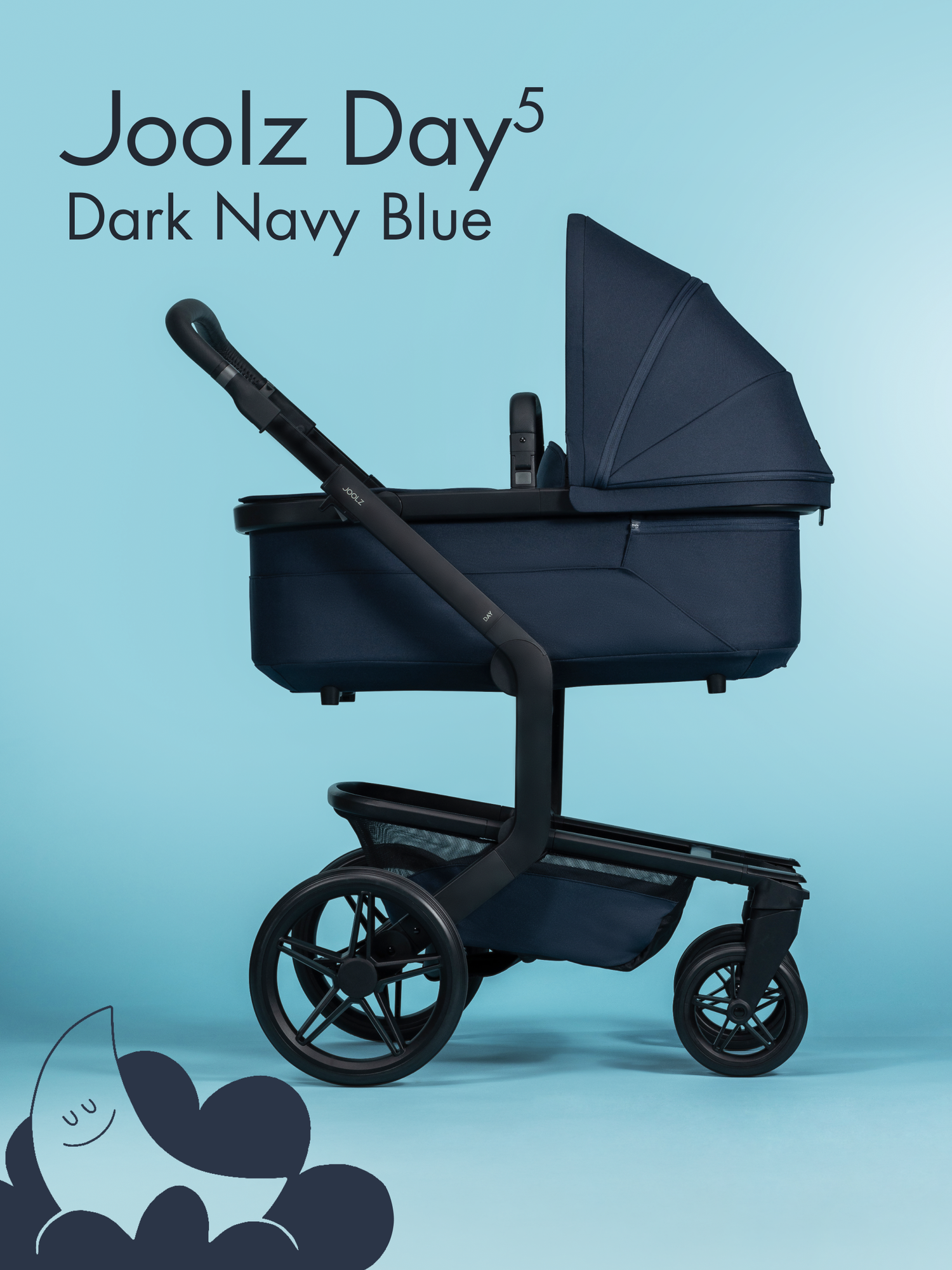 Joolz Day 5 Dark Navy Blue, темно-синяя, детская коляска 2 в 1 с люлькой и сиденьем, для детей с рождения и до 3 лет