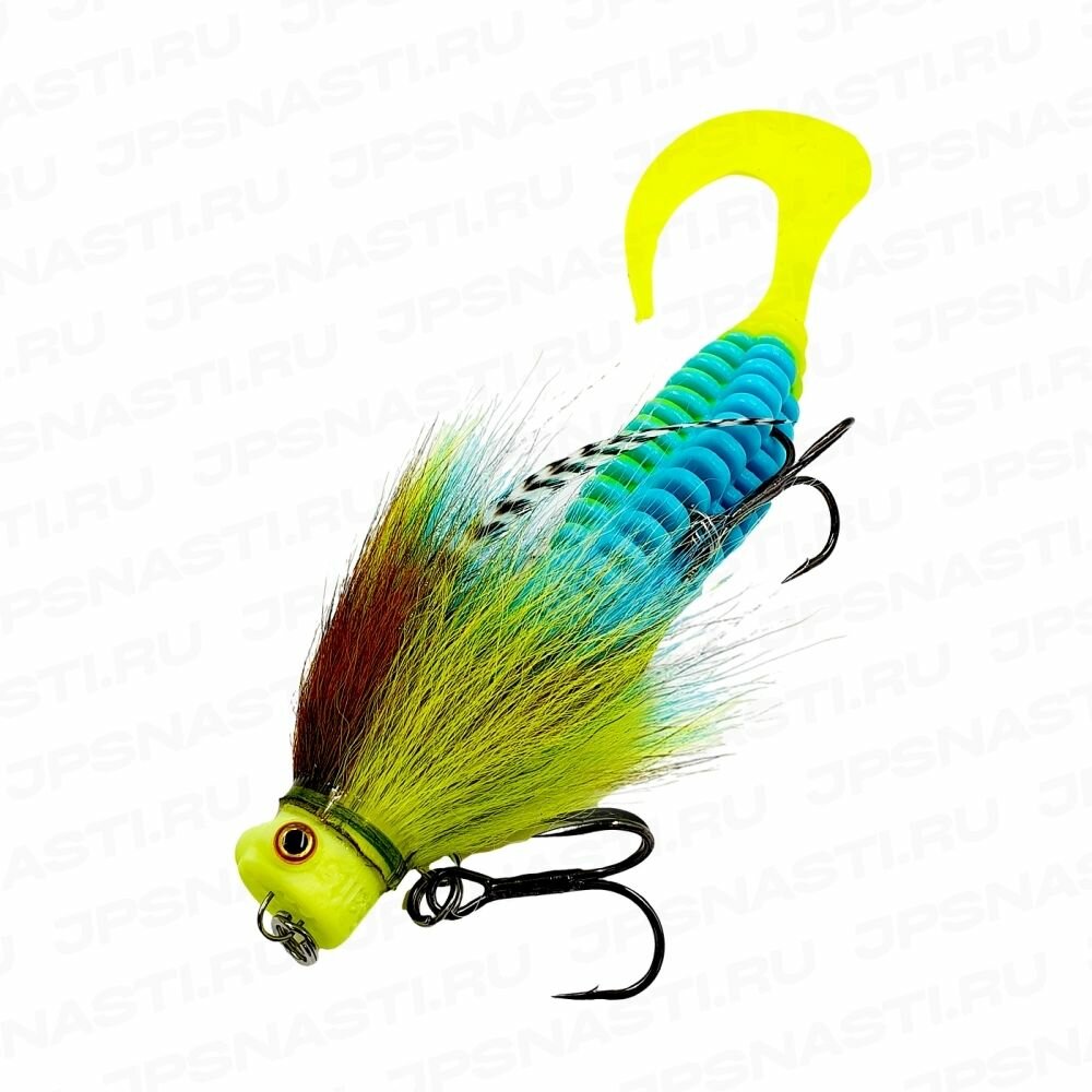 Бактейл оснащенный Boroda Baits Bearded Mouse, #201 - Blue / Lemon / Приманки для ловли щуки и судака