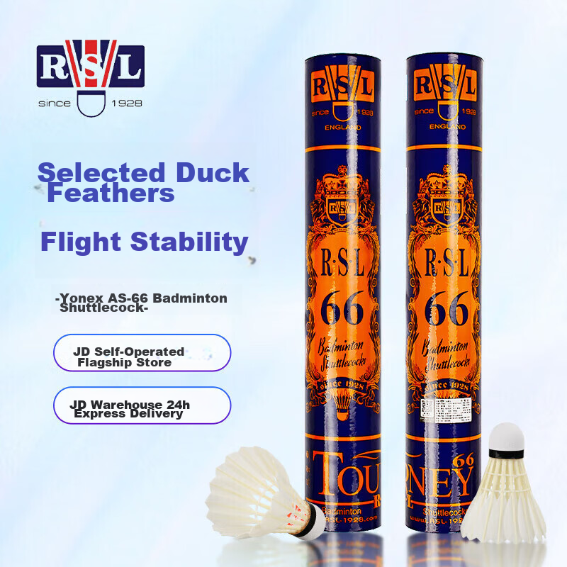 RSL Training And Competition Shuttlecock, Stable Flight And Durable, RSL No. 66, Badminton Shuttlecock (1 Tube)
