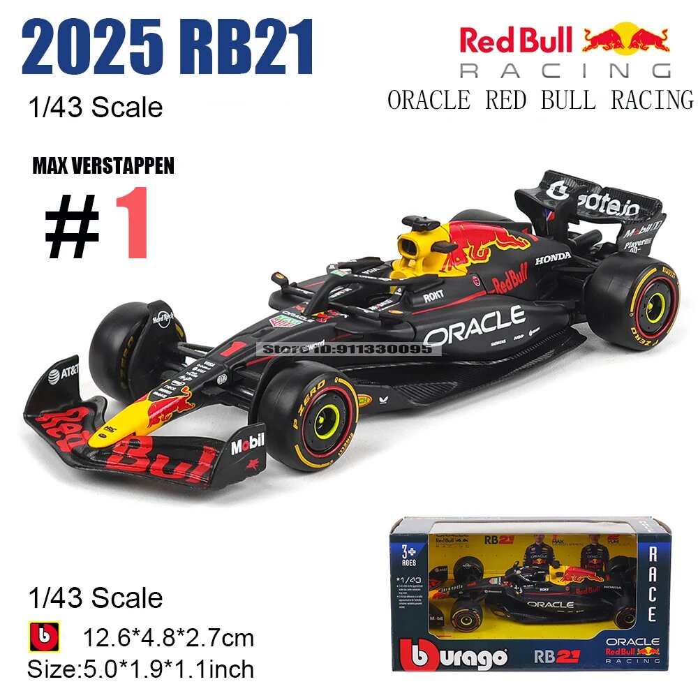 Модель автомобиля Bburago Red Bull RB21 1:43, 2025 RB21-1