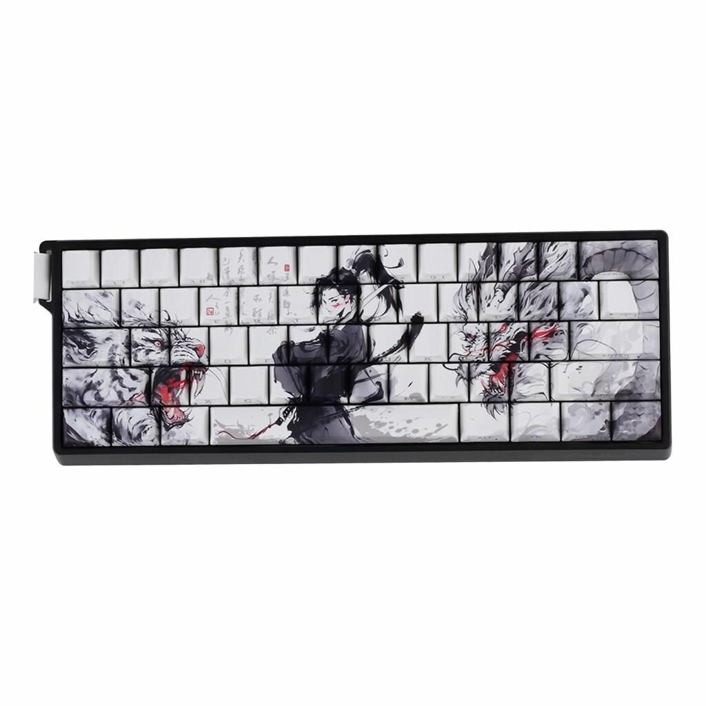 (1 комплект) Механическая клавиатура с гравировкой на стороне дракона и тигра keycap сублимации PBT keycap-60 Pelley