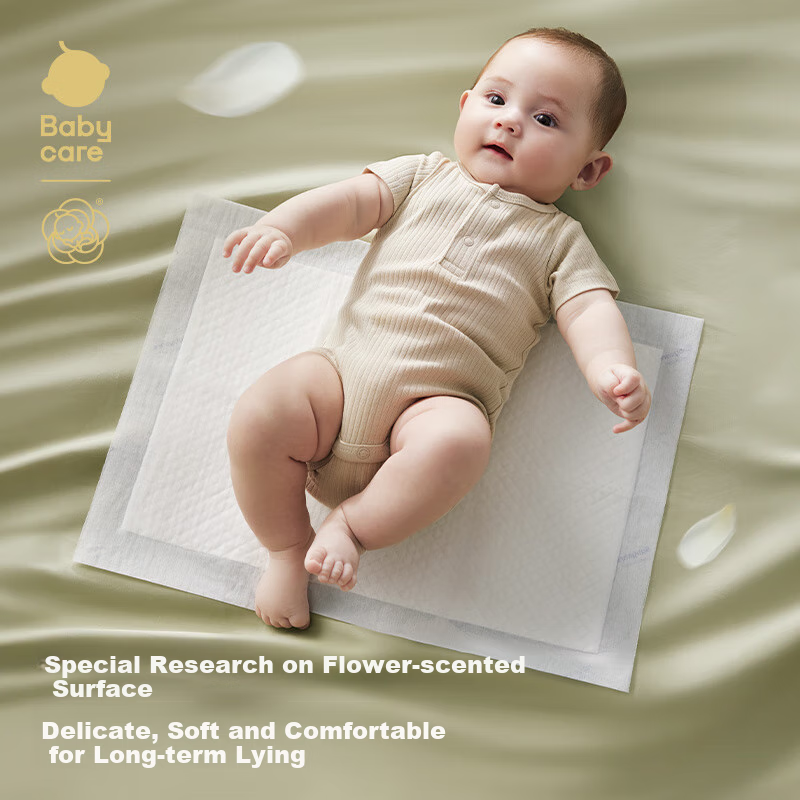 Babycare Camellia Disposable Baby Diaper Changing Pad, Waterproof And Breathable Nursing Pad, Size L, 26 Pieces