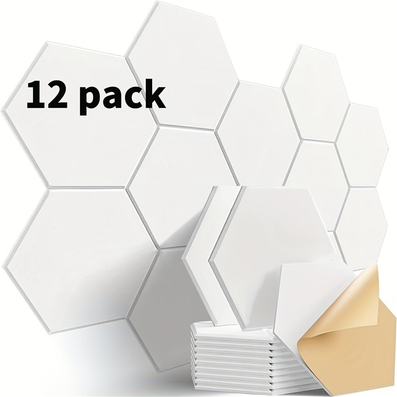 Вибропоглощающие шестигранные плиты с клейким слоем, 12 шт, 26x30x0.9 см