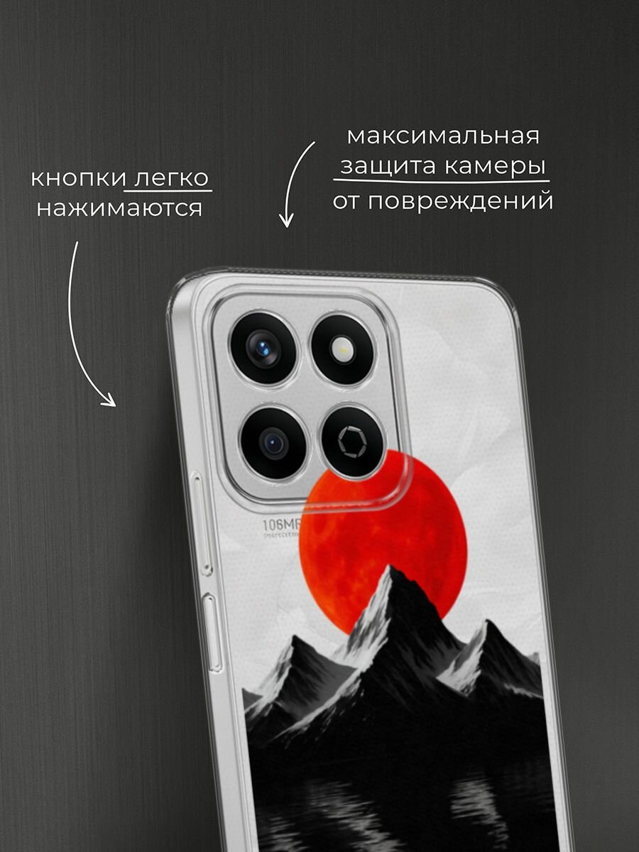 Чехол на Honor X7c / Хонор X7c с принтом Черная гора, прозрачный — фото 1