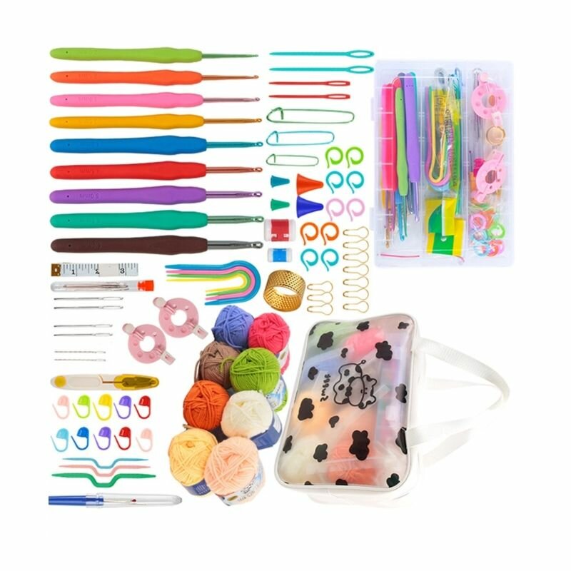 Набор материалов для вязания крючком из 5 нитей молочной ваты-Комплект 2