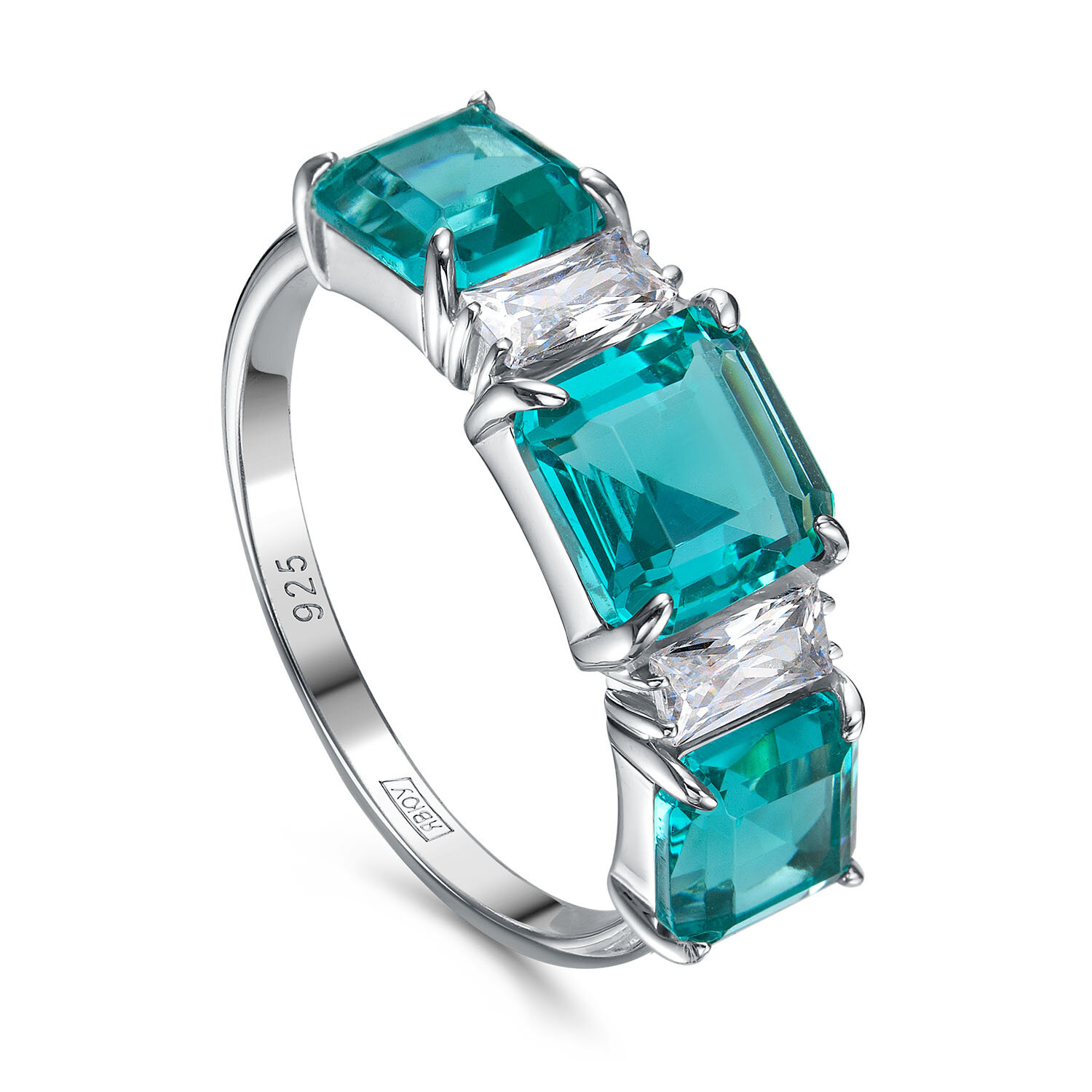 Кольцо тонкое, серебро, 925 проба, алпанит, фианит