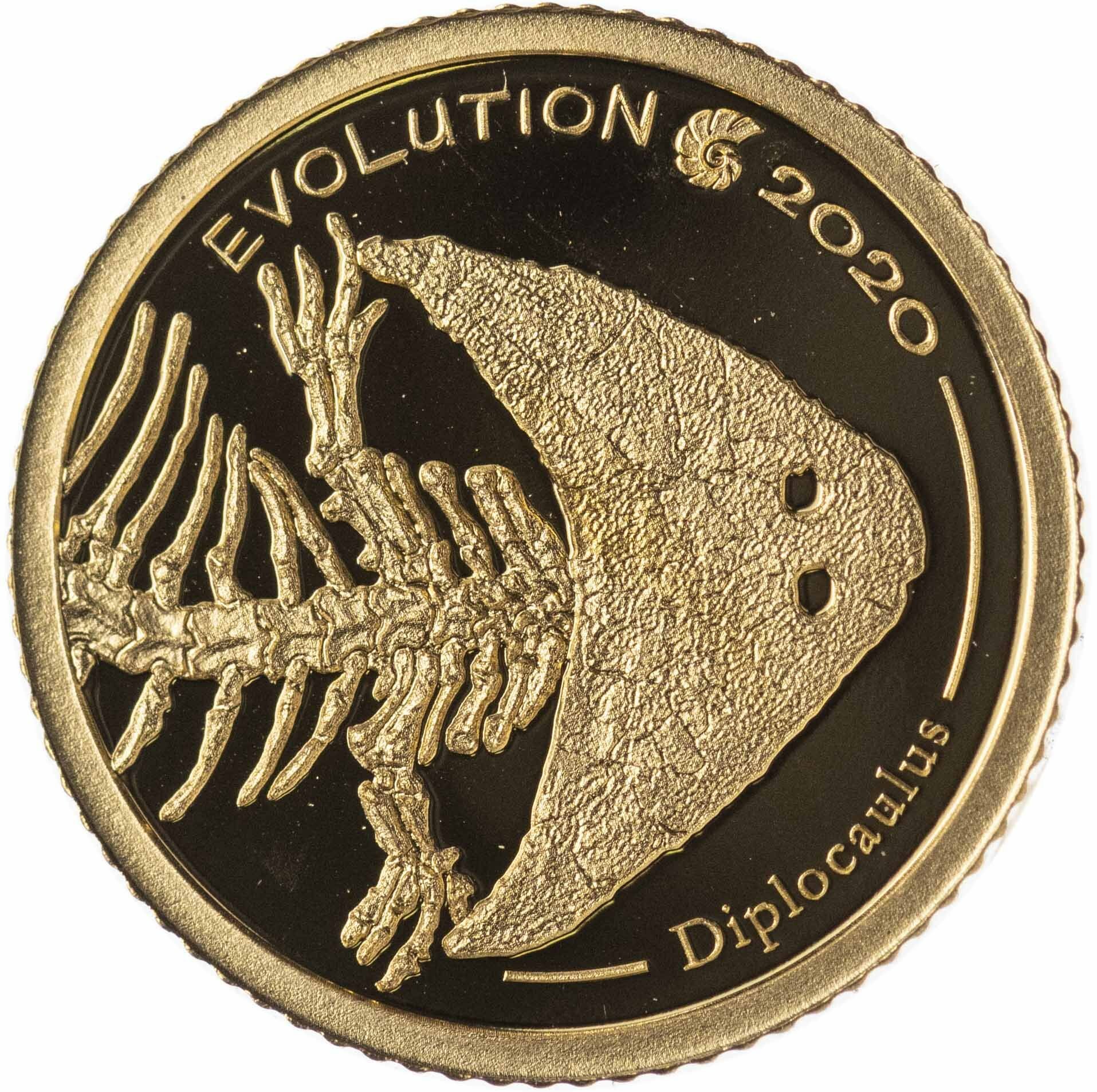 Монголия 1000 тугриков 2020 "Динозавр Диплокаулус" с сертификатом, Золото 999, в сохранности Proof