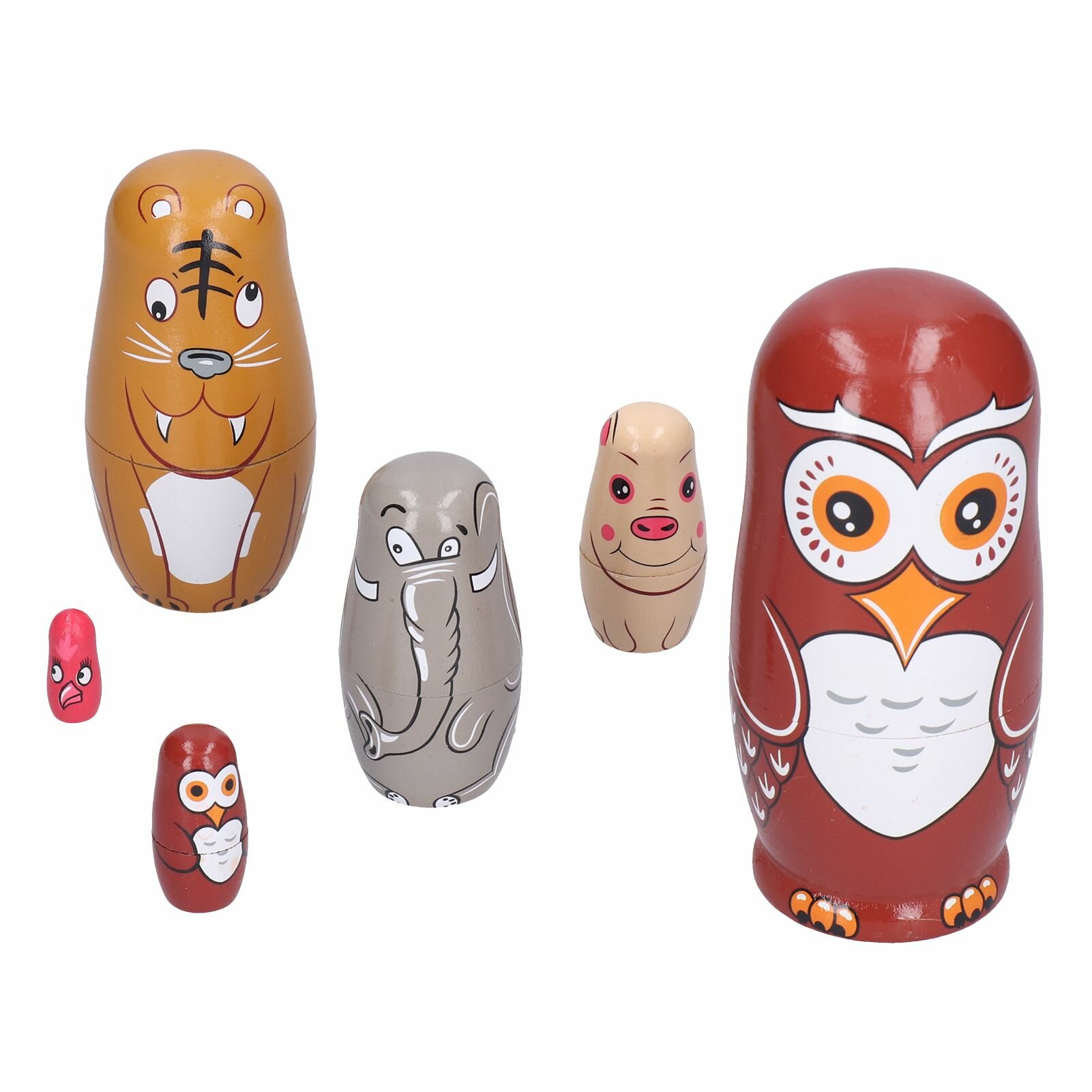 Шестиуровневая деревянная матрёшка-сова, детская игрушка и декор