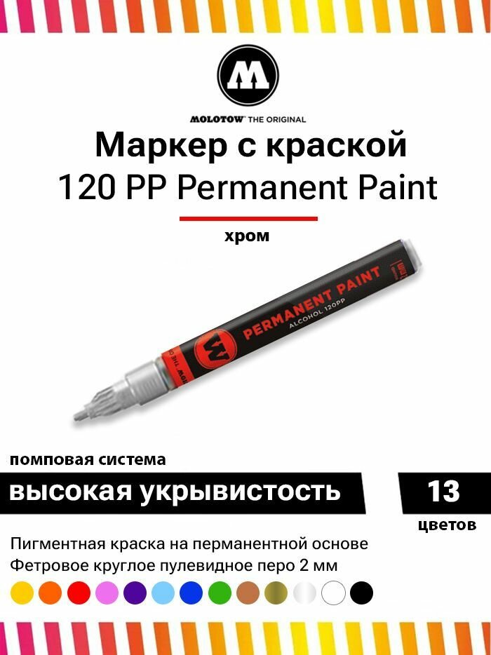 Маркер-краска Molotow Permanent Paint 120PP 120400 хром 2 мм