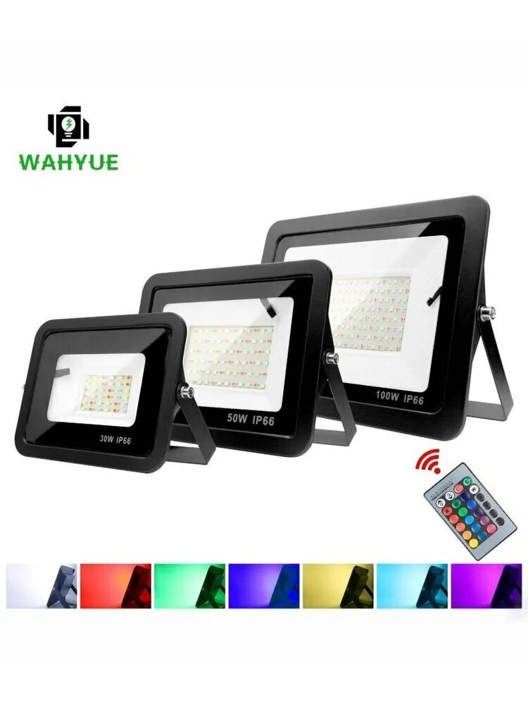 Многоцветный Светодиодный WAHYUE 50Вт 220 В IP66 RGB Открытый Садовый Прожектор С Дистанционным Управлением