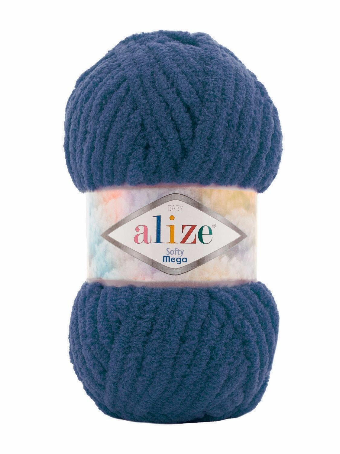 Пряжа Softy mega, Alize, темный джинс - 215, 100% микрополиэстер, 5 мотков, 100 г, 70 м.