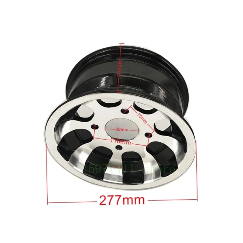 Колеса из алюминиевого сплава 10 дюймов Tires22/20X10-10 23/21X7-10 Белый, A front wheel