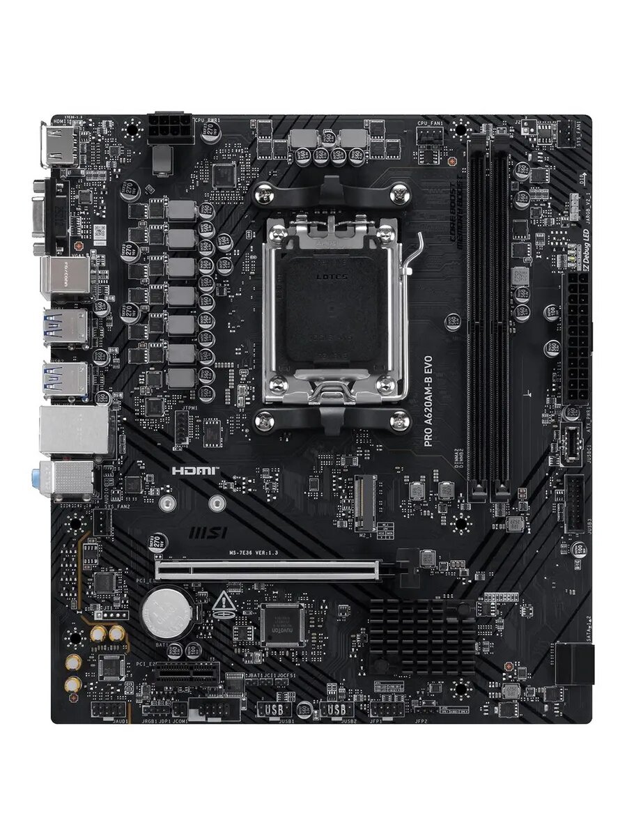 Материнская плата MSI PRO A620AM-B EVO SocketAM5 AMD A620 2xDDR5 mATX RAID/VGA/HDMI