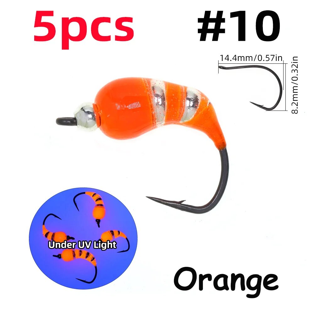 5шт. Мушки для рыбалки Orange Size 10