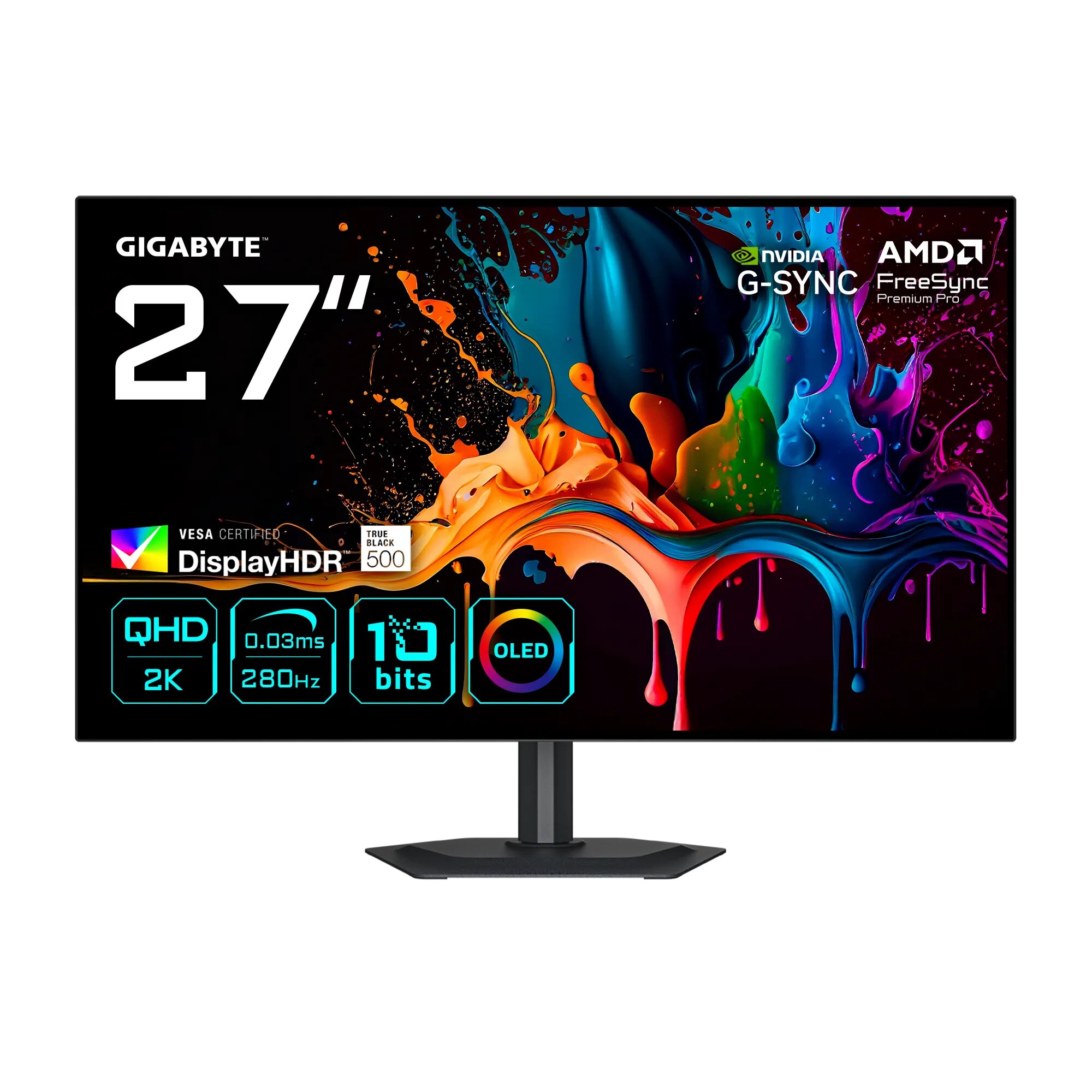 Монитор Gigabyte MO27Q28G, OLED, 280 Гц, 27 дюймов, разрешение 2560×1440, USB-хаб