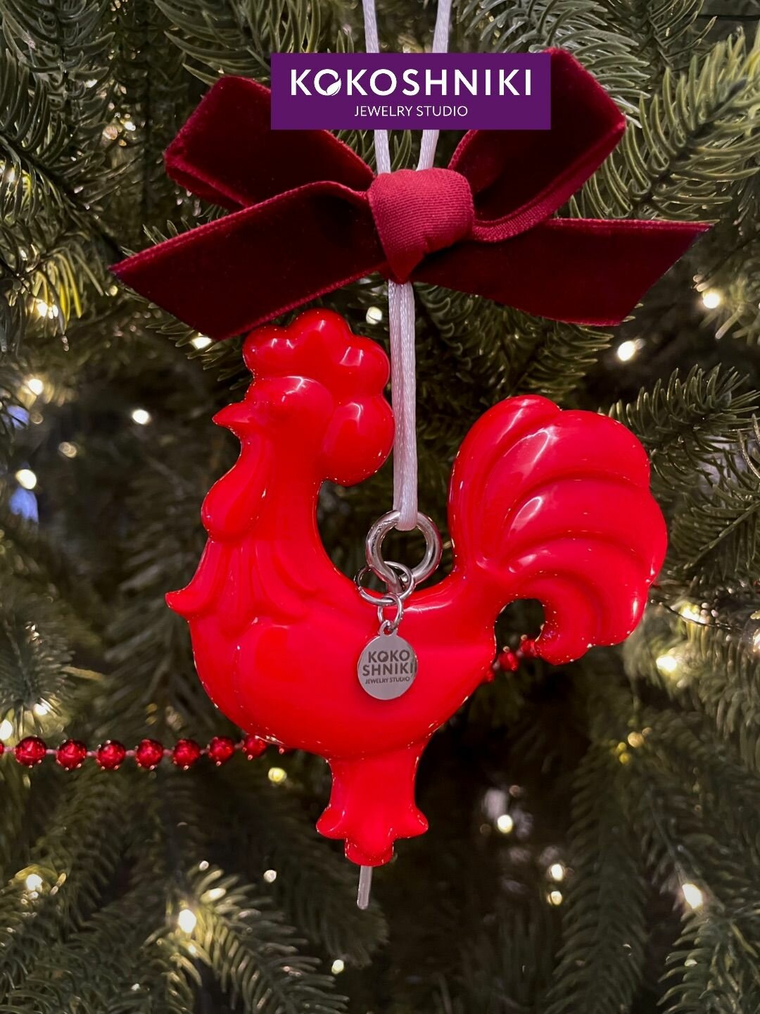 Коллекционная ёлочная игрушка Красный петушок леденец