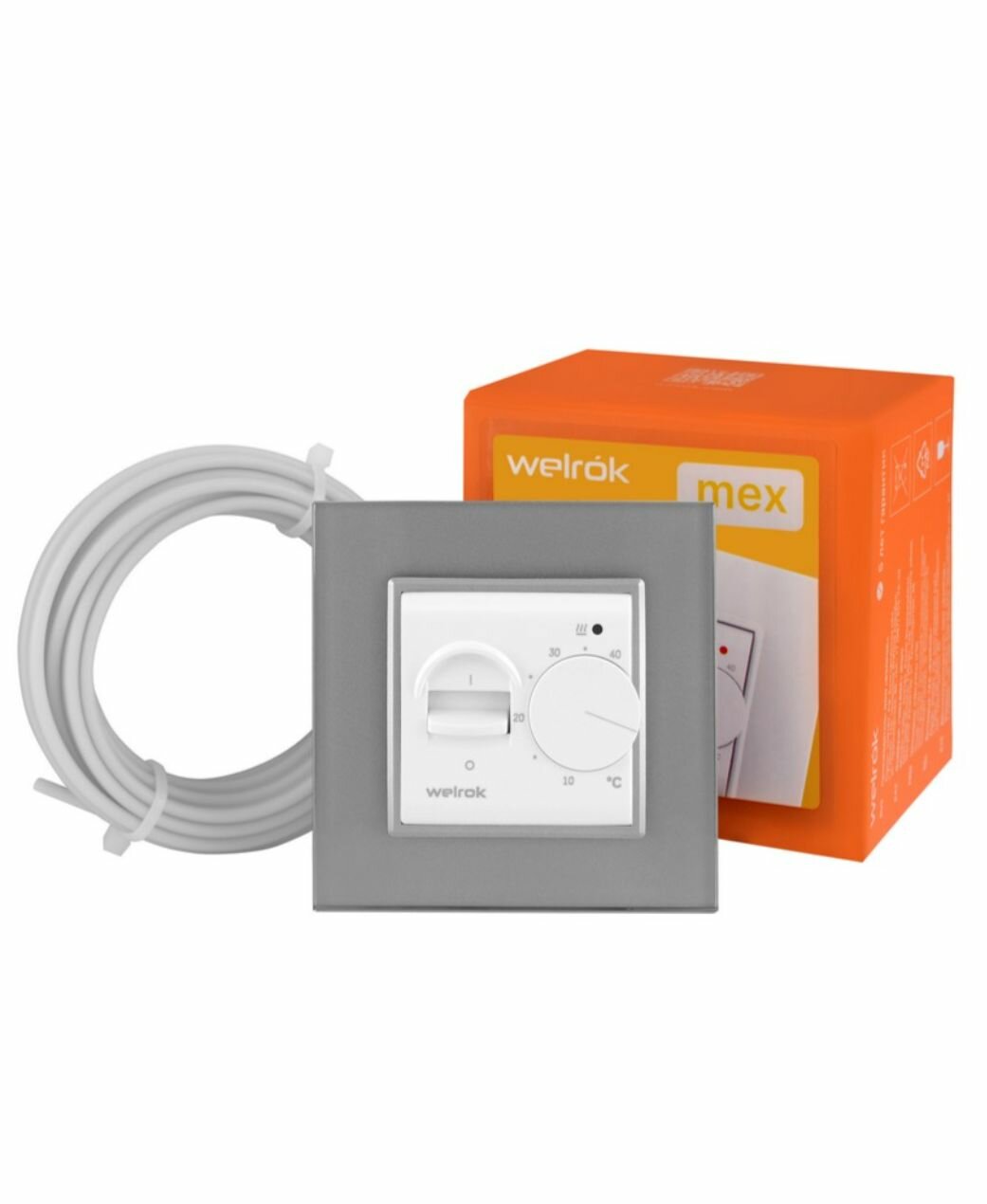 Терморегулятор Welrok MEX для рамки LIVOLO, механический, с датчиком пола 3 м, белый надёжный контроль тёплого пола и стильный дизайн
