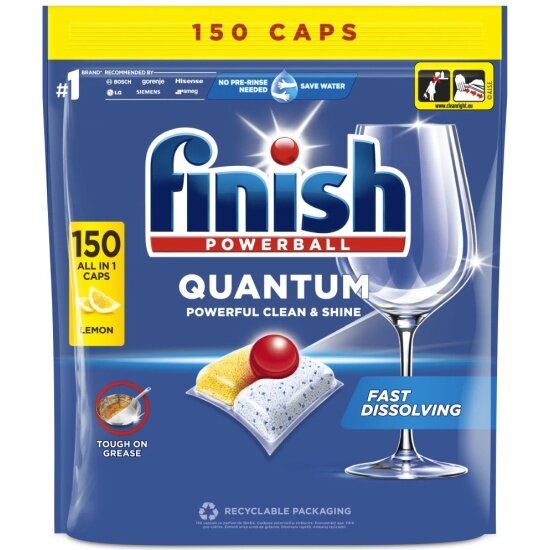 Капсулы для посудомоечных машин Finish QUANTUM, 150 шт лимон