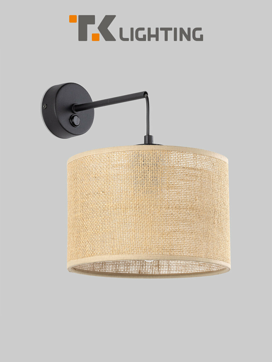 Бра / Настенный светильник TK Lighting Juta 6858, E27, 15 Вт, с выключателем, цвет коричневый/черный
