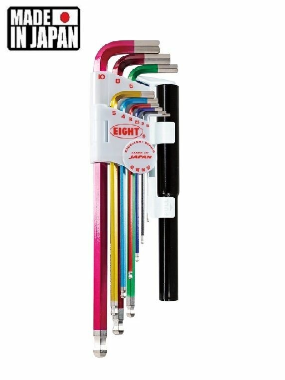 Сделано в Японии набор шестигранных ключей с рычажной трубкой EIGHT TLC-S9NP. Головки HEX+BallpointHex