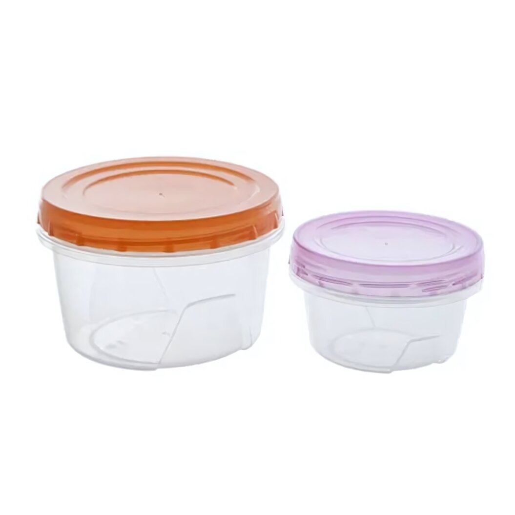 Набор пластиковых банок с закручивающейся крышкой, 0.3 л и 7 л, цвета в ассортименте