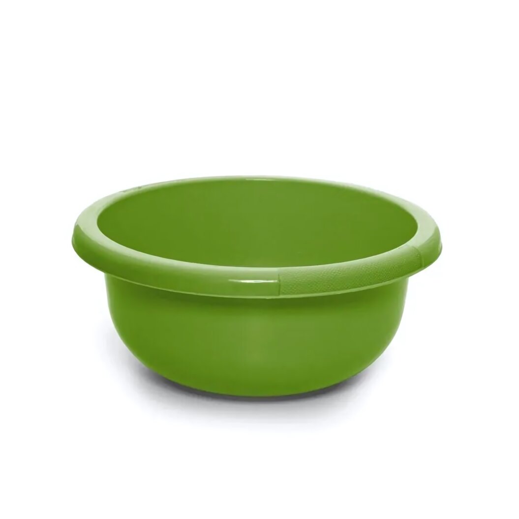 Миска пластиковая "уДачная" 6,5 литров, зелёная, с удобным утолщённым бортиком