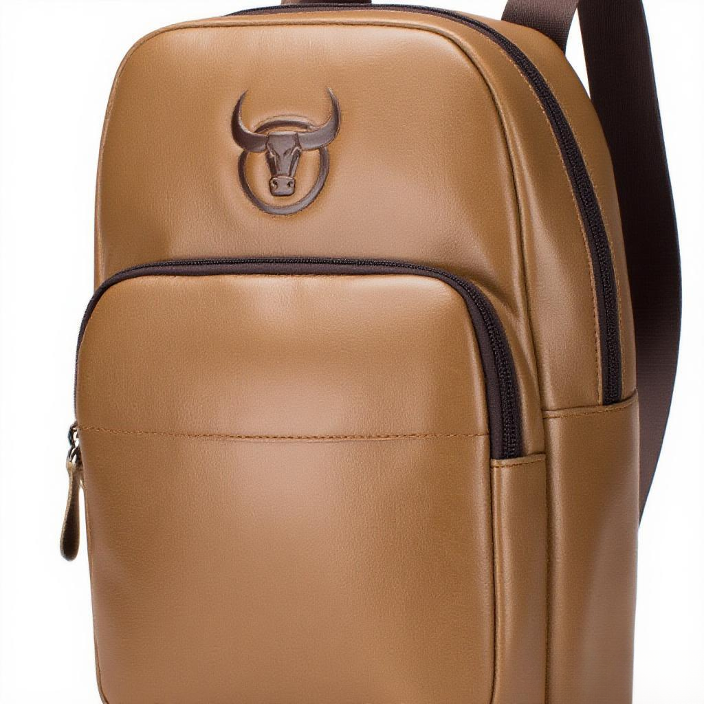 Мужской кожаный рюкзак-слинг водонепроницаемый крестовидный рюкзак на грудь и плечо для походов, велосипедных поездок, альпинизма и путешествий, Черный / Коричневый / Желто-коричневый, 28*16*9 см, 1 шт.