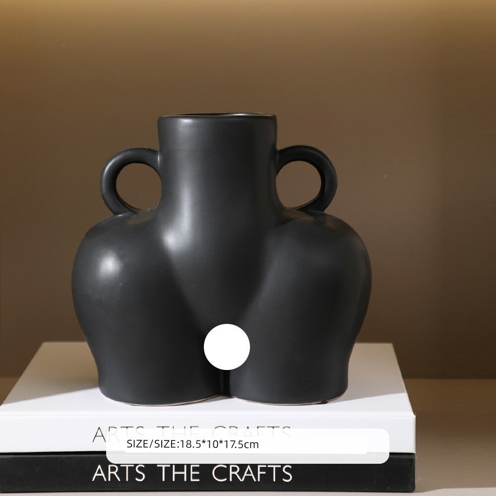 Темно-серый керамический вазон с узким профилем, большой размер, современный столовый декор для дома, элегантный вазон