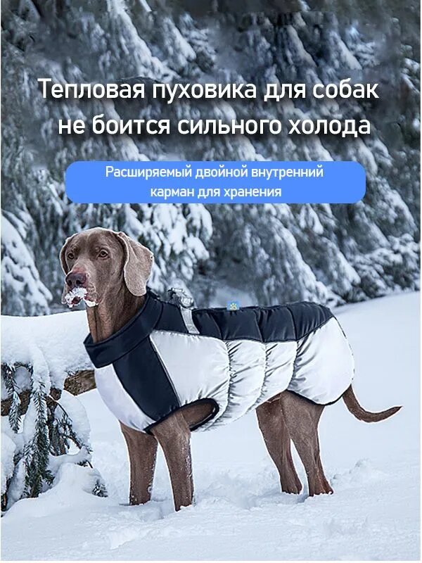 Утепленная зимняя куртка для собак с светоотражающими полосками, теплая одежда для средних и крупных пород, осень-зима