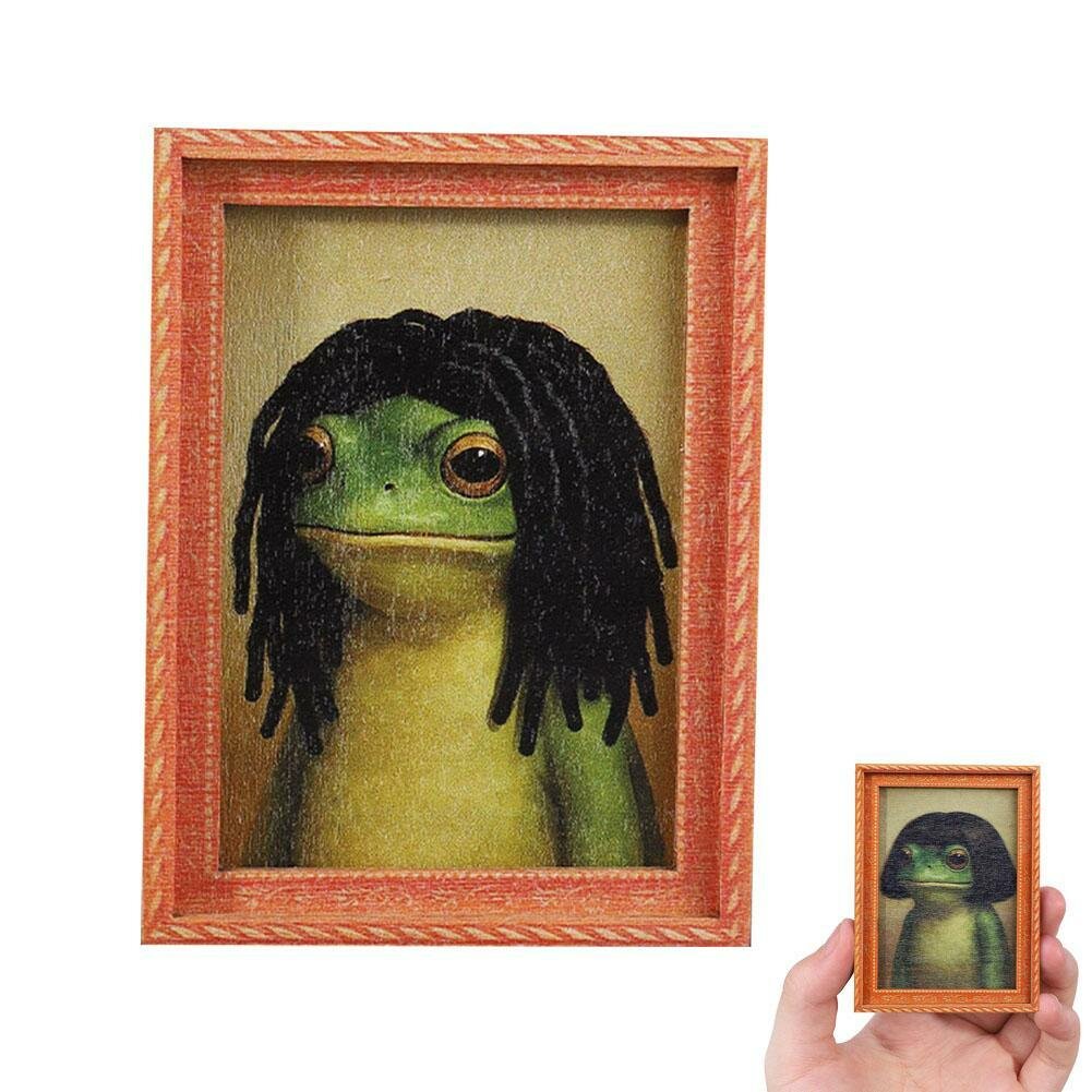 Забавная магнитная рамка для фото в виде лягушки, деревянный держатель с принтом для холодильника, веселый декор для кухни