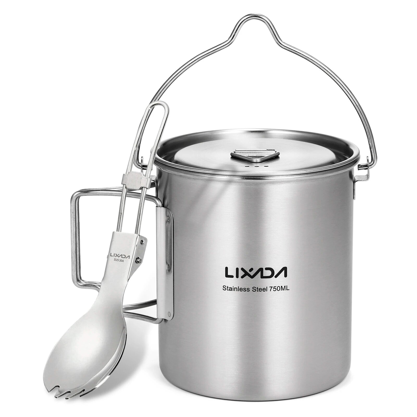 Lixada Походная кружка из нержавеющей стали 750 мл, Pot and spoon