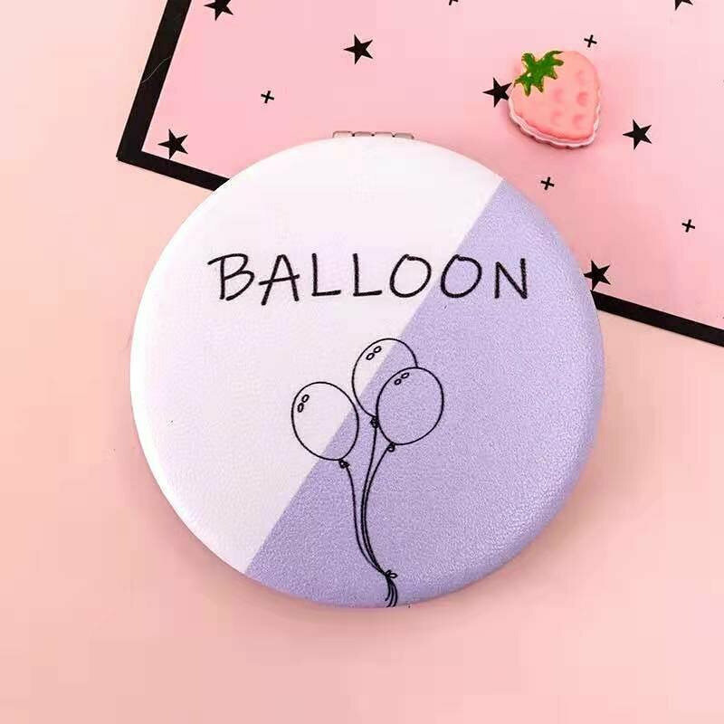 Портативное ПУ зеркало с двойной стороной круглый компактный косметический зеркало 7 см диаметр воздушный шар для