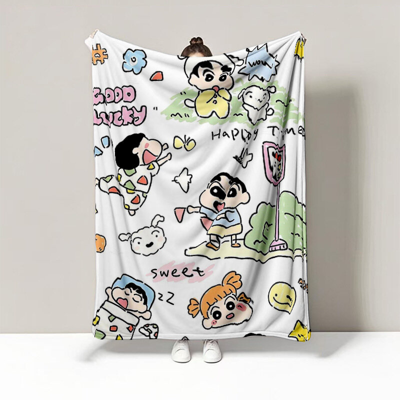Одеяло из фланели с мультяшным Крейоном Шин-чаном, утолщенное плед, офисное одеяло для сна, одеяло для кондиционера, портативное дорожное одеяло